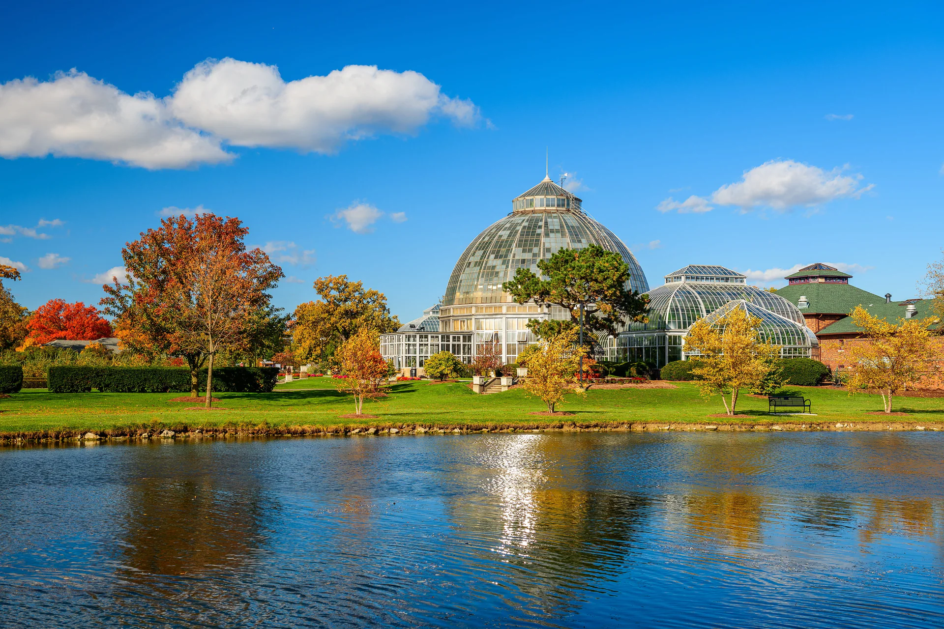 Belle Isle in Detroit Belle Isle, Detroit, Michigan, USA with autumn foliage.