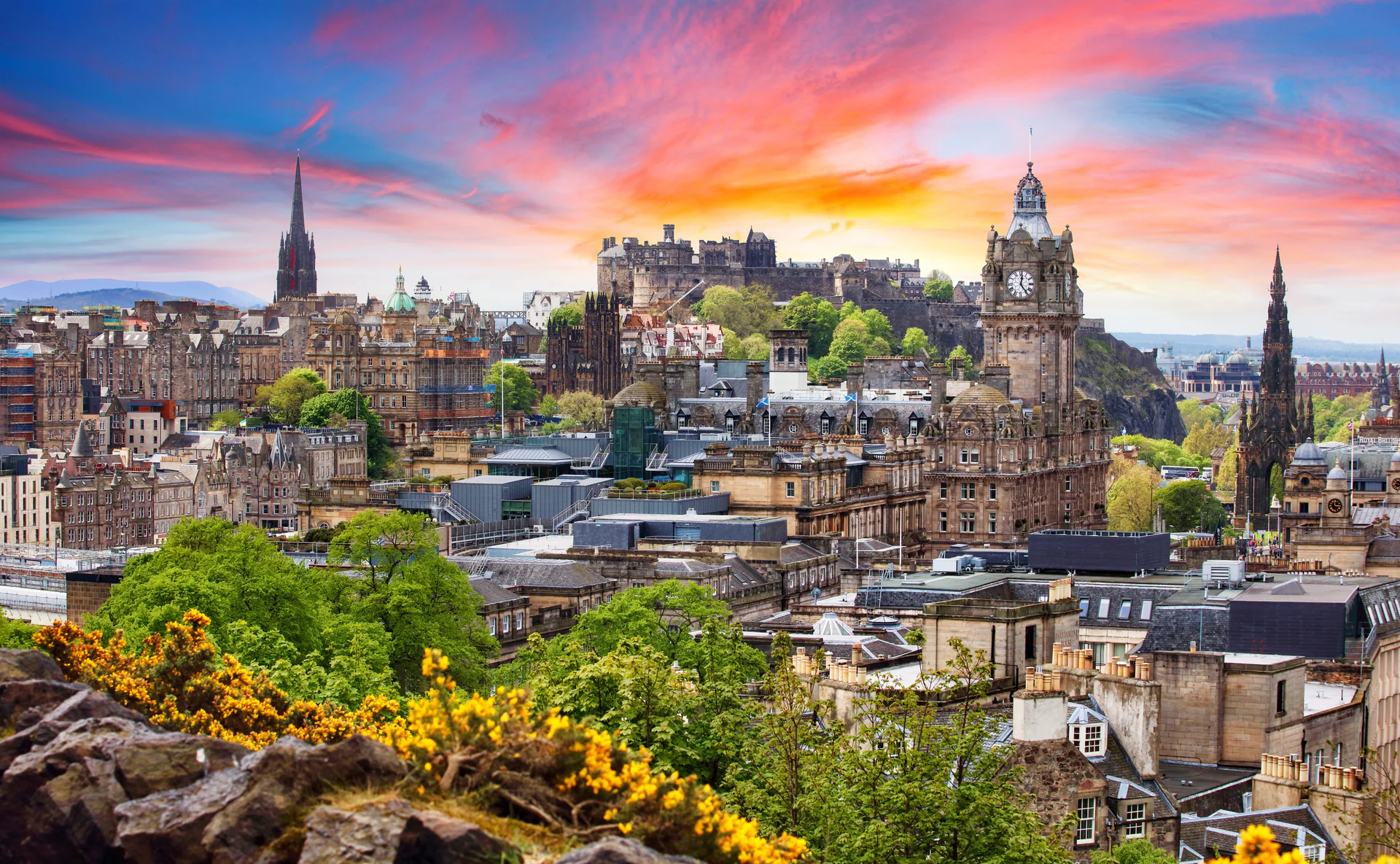 Edinburgh skyline Edinburgh skyline with colourful sunset