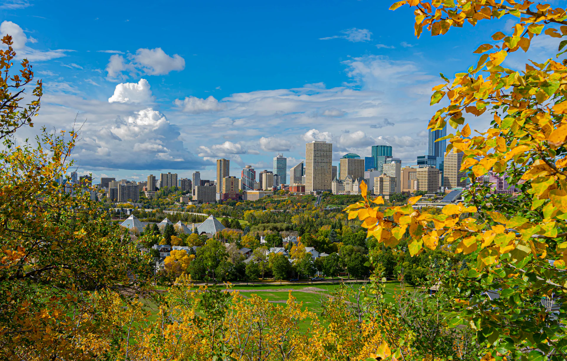 City skyline view of downtown Edmonton, Alberta, Canada City skyline view of downtown Edmonton, Alberta, Canada. Taken on a sunny early fall day.