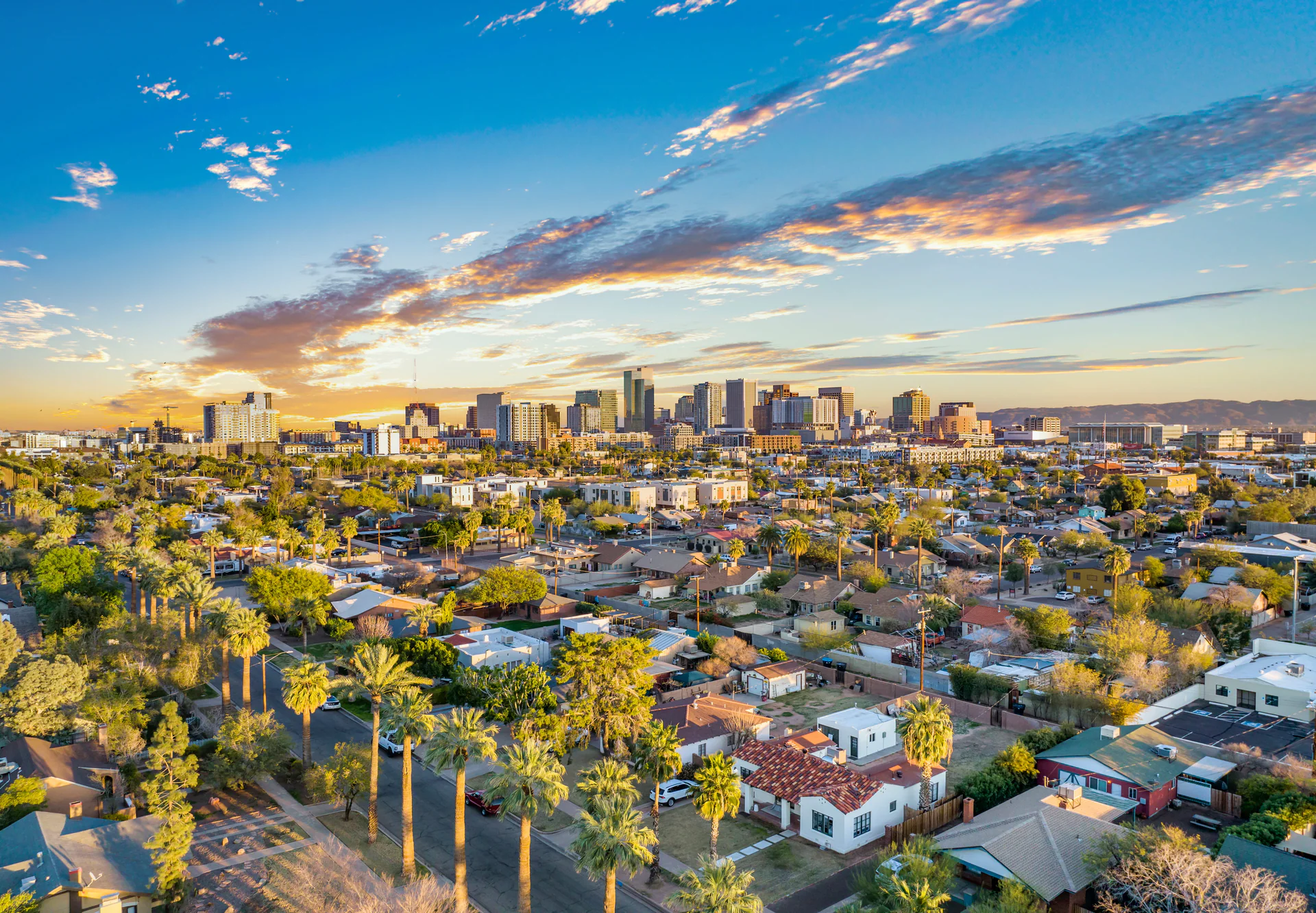 Phoenix in Golden Hour Phoenix city view with sunset